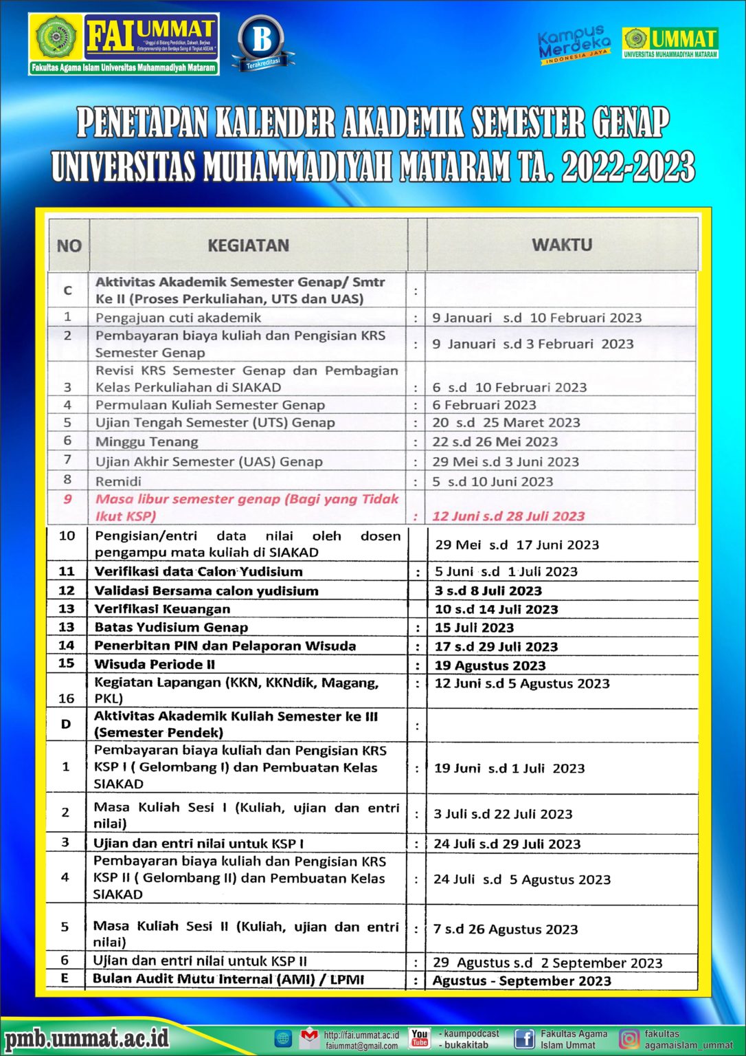 KALENDER AKADEMIK - FAI
